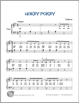 Hokey Pokey | Easy Piano Sheet Music - (Digital Print)